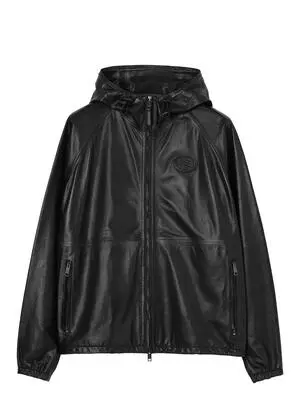 Burberry Clapton Leather Jacket With Hood - Black