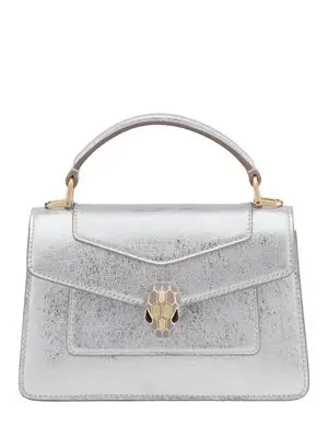 BVLGARI Mini Metallic Serpenti Forever Top-handle Bag - Silver