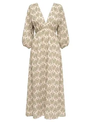 TANTRA SPAIN SL Printed Maxi Dress With V-neck And Elastic Waistband - Green