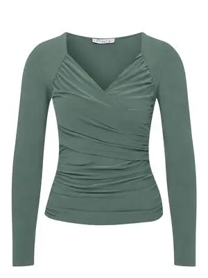 MAAN ISTANBUL Long Sleeve V-neck Blouse - Green