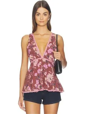 Free People Rome Printed Tank - Brown Combo