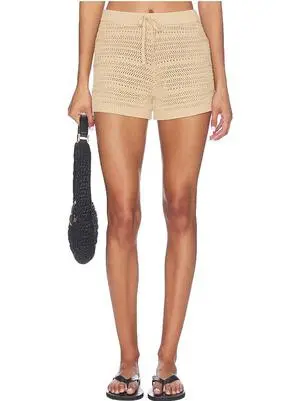 L'academie Kym Openwork Knit Shorts - Taupe