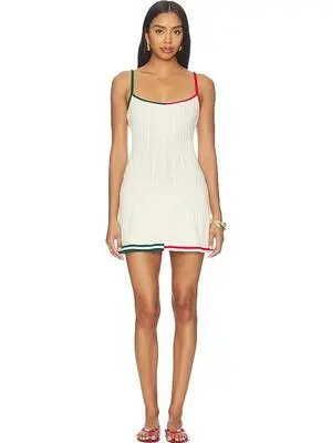 SEROYA Azriel Metallic Knit Mini Dress - Eggshell Varsity