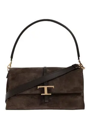 TOD'S T Timeless Leather Shoulder Bag - Brown