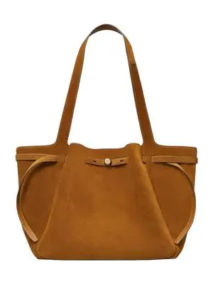 Tory Burch Romy Suede Leather Tote - Beige