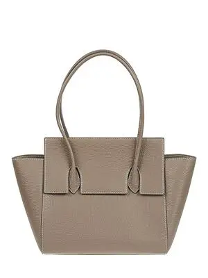 ROUNN Felice Flap Leather Tote Bag - Grey