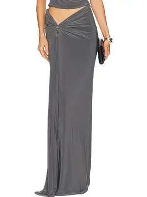 GRACE LING Draped Maxi Skirt With Charms - Grey