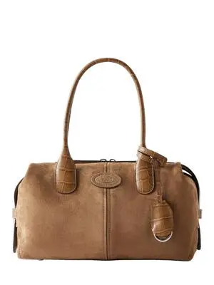 TOD'S Bauletto Suede Shoulder Bag - Brown