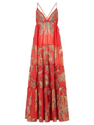 Etro Ruffled Printed Cotton Maxi Dress - Red