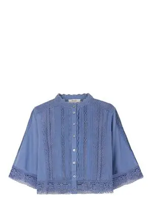 Sea Pippa Crochet-trimmed Cotton Blouse - Blue