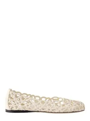 Loewe Petal Anagram Leather Ballet Flats - White