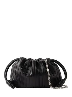 Loewe Flamenco Pleated Leather Shoulder Bag - Black