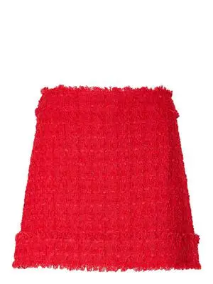 Dolce & Gabbana Tweed Mini Skirt With Frayed Edges - Red