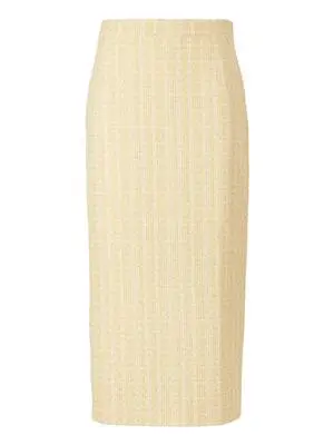 Alessandra Rich Checked Tweed Midi Skirt - Yellow