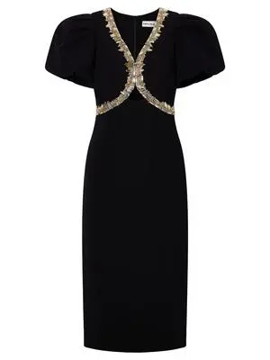 Rebecca Vallance Alexandrite Embellished Cady Midi Dress - Black