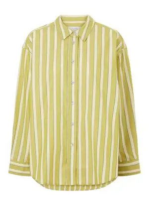 LA LIGNE Striped Cotton-poplin Shirt - Green