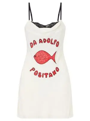 Staud Evangeline Embellished Silk Mini Dress - White
