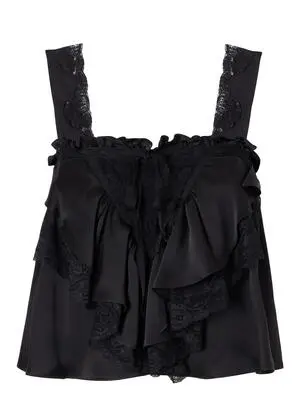 Chloé Lace-trimmed Silk-satin Camisole - Black
