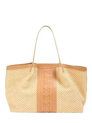 SERAPIAN Secret Leather And Raffia Tote - Tan