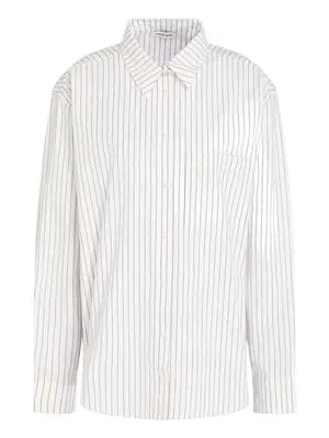 ANINE BING Braxton Pinstriped Cotton Shirt - White
