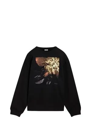 Dries Van Noten Floral Print Cotton Jersey Sweatshirt - Black