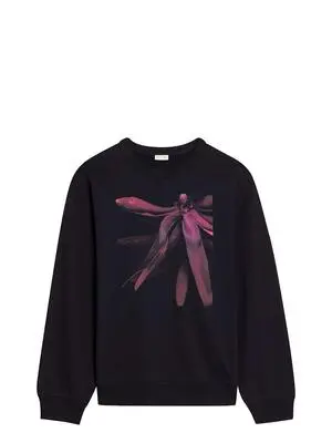 Dries Van Noten Floral Print Cotton Jersey Sweatshirt - Navy