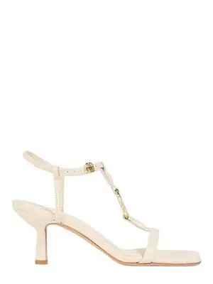 ANINE BING Embellished Leather Heeled Sandals - Ivory