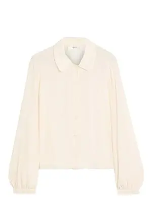 FRAME Silk Crepe De Chine Embellished Blouse - Cream