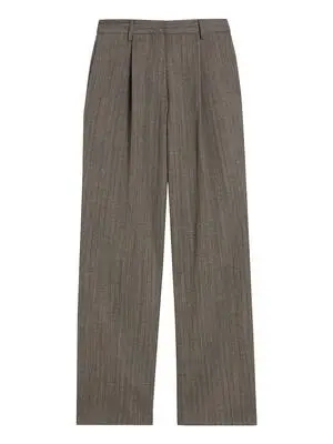 Dries Van Noten Pleated Striped Wool Straight-leg Pants - Gray