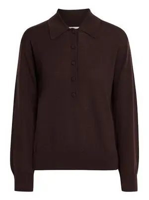 Dries Van Noten Merino Wool Polo Sweater - Chocolate