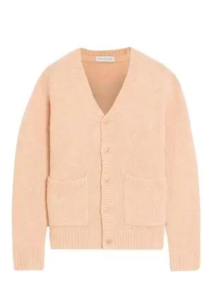 Dries Van Noten Alpaca-Blend Cardigan With Ribbed Trims And Patch Pockets Peach