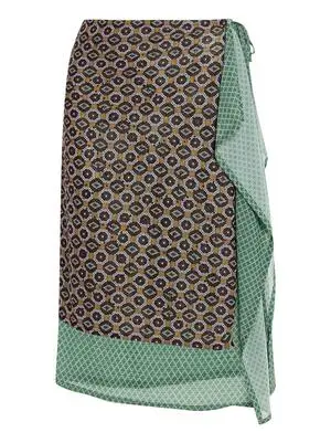 DRIES VAN NOTEN Dries Van Noten Embellished Printed Mesh Midi Wrap Skirt