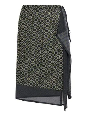 Dries Van Noten Dries Van Noten Embellished Printed Mesh Midi Wrap Skirt Leaf Green