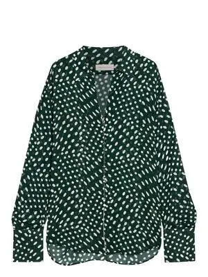Dries Van Noten Polka Dot Crepe De Chine Shirt - Forest Green