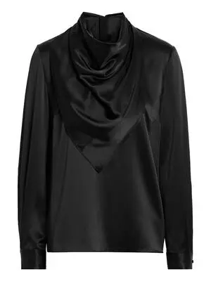 Adam Lippes Draped Silk-satin Blouse - Black