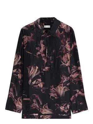 Dries Van Noten Floralprint Silk Shirt - Black