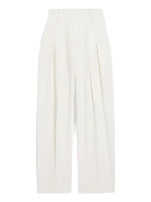 Victoria Beckham Pleated Wool-blend Twill Wide-leg Pants - Ivory