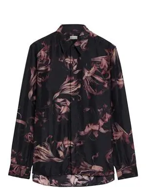 Dries Van Noten Floralprint Silk Shirt - Black