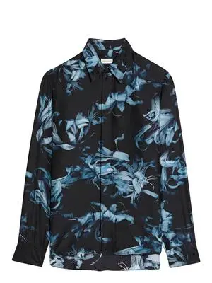 Dries Van Noten Floralprint Silk Shirt - Light Blue