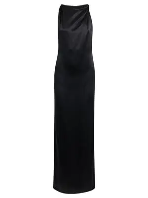 Adam Lippes Silk-satin Maxi Dress With Side Slits - Black
