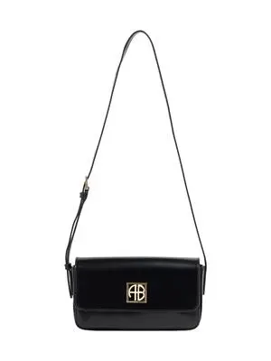 ANINE BING Anine Bing Elly Leather Crossbody Bag With Gold Hardware Black