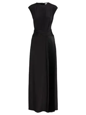 Adam Lippes Fringed Ruched Silk Crepe Maxi Dress - Black