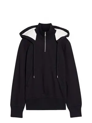 Dries Van Noten Two-tone Cotton-jersey Half-zip Hoodie - Midnight Blue