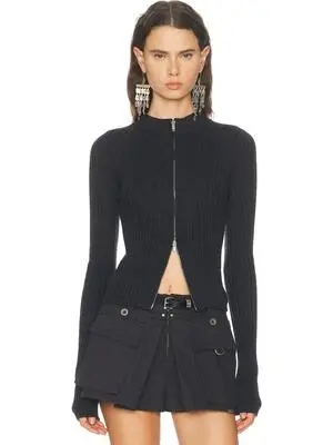 Isabel Marant Étoile Vice" Charcoal Knit Zip-up Sweater - Anthracite