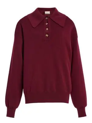 ALEMAIS Claudia Knit Polo Sweater - Purple