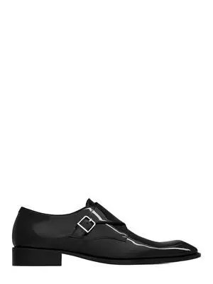 Saint Laurent Patent Leather Monk Straps - Black