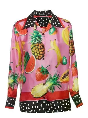 Dolce & Gabbana Silk Fruit-print Shirt - Pink