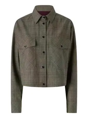 Pinko Cropped Prince Of Wales Check Jacket - Brown