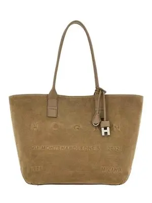 Hogan Embossed Suede Tote Bag - Neutrals
