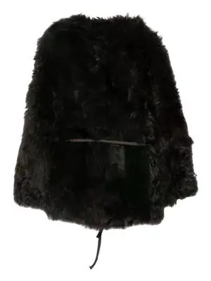 BLANCHA Belted Shearling Coat - Brown